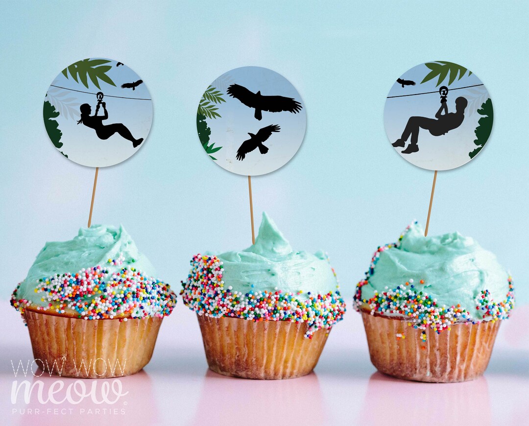 Zip Line Cupcake Toppers Birthday Girls Boys Cakes Adventure - Etsy