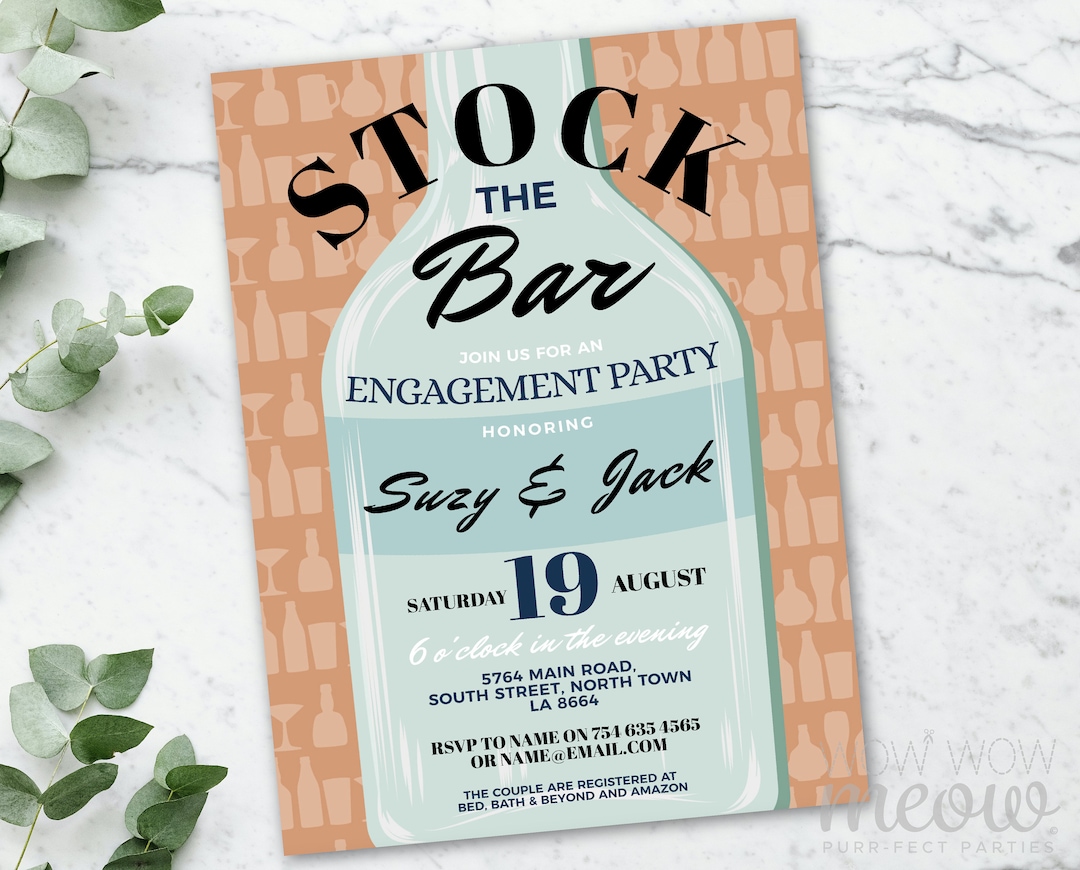 Stock the Bar Invitations Couples Shower Invite Engagement Party Modern ...