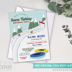 Snow Tubing Invitation Birthday Party INSTANT DOWNLOAD Tube Invite Dry ...
