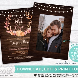Fall in Love Invitations Pumpkin Engagement Party Couple's Shower ...