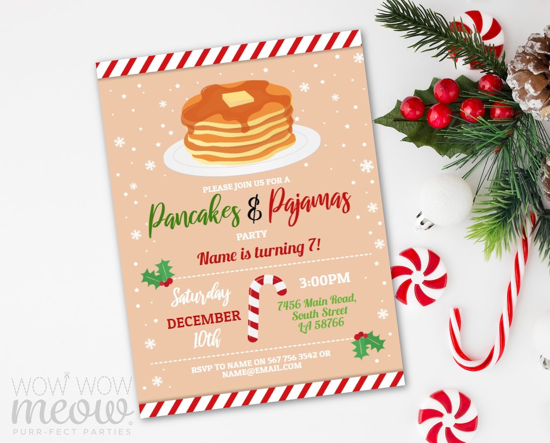 Christmas Pancakes And Pyjamas Pajamas Party Birthday Holidays