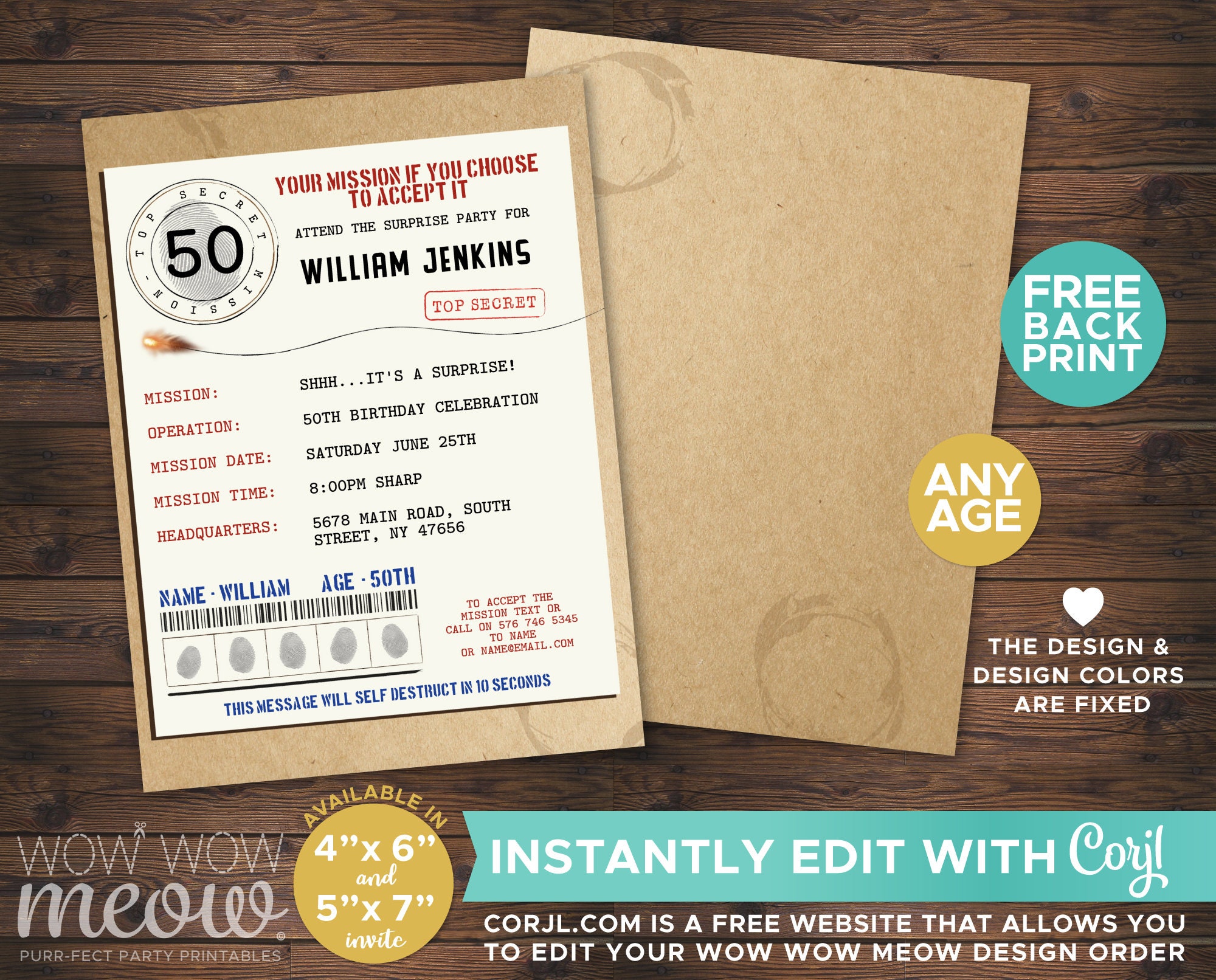 Any Age Mission Impossible Birthday Invitation INSTANT - Etsy