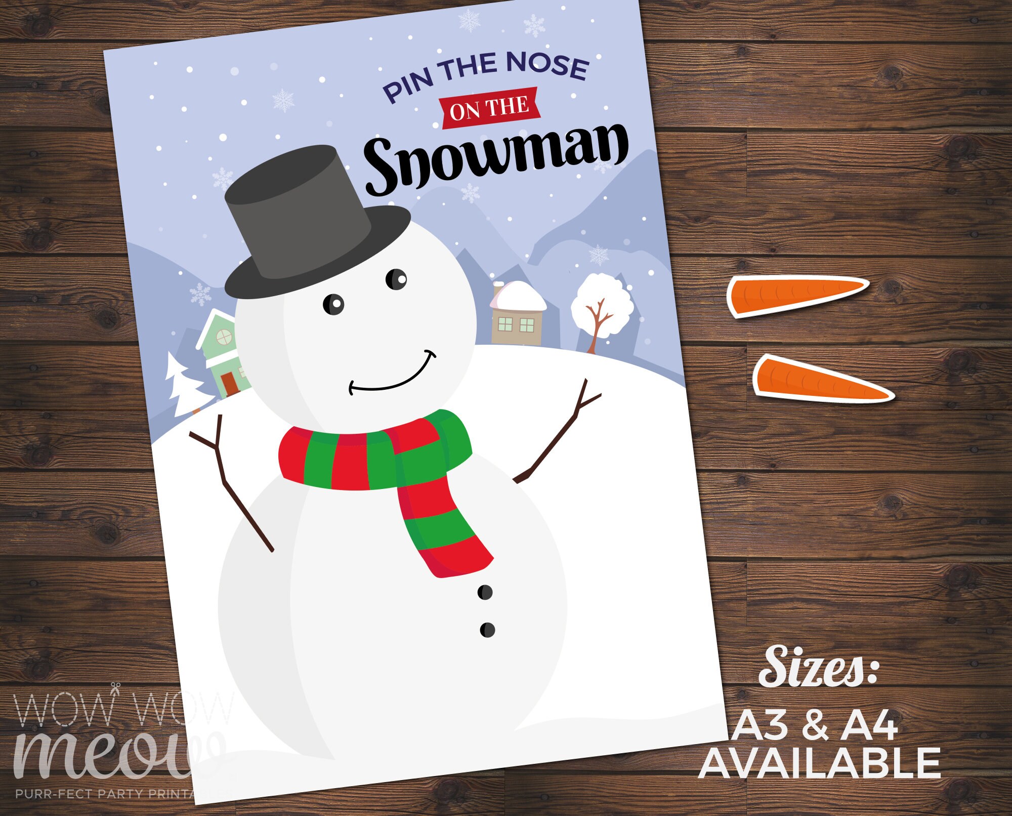 Pin the Nose on the Snowman Game Christmas Festive Printable - Etsy UK