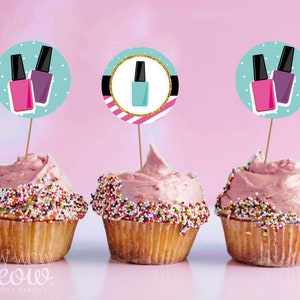 Nail Mani Pedi Cupcake Toppers Birthday Girls Cakes Nail Bar Manicure ...
