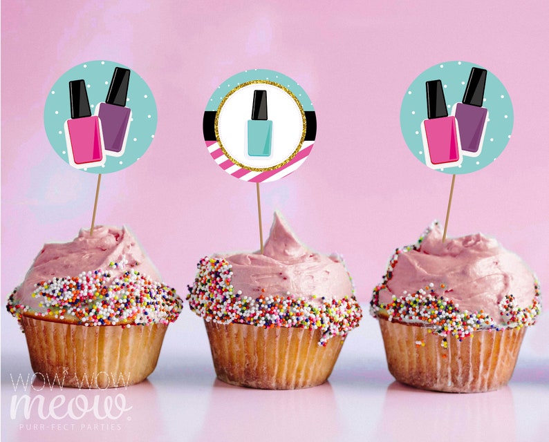 Nail Mani Pedi Cupcake Toppers Birthday Girls Cakes Nail Bar - Etsy