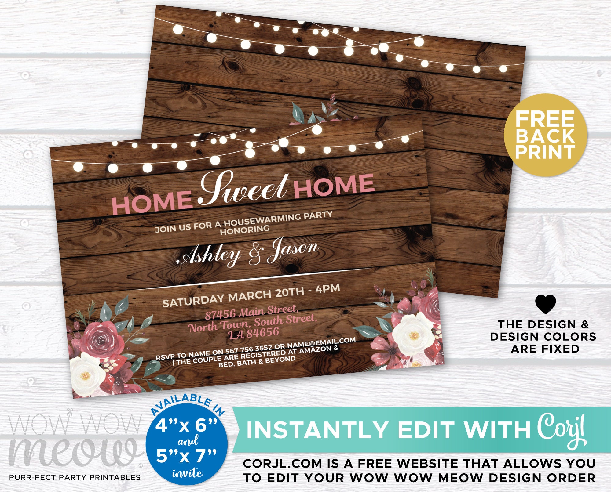 Housewarming Invitation Home Sweet Home Rustic New House | Etsy