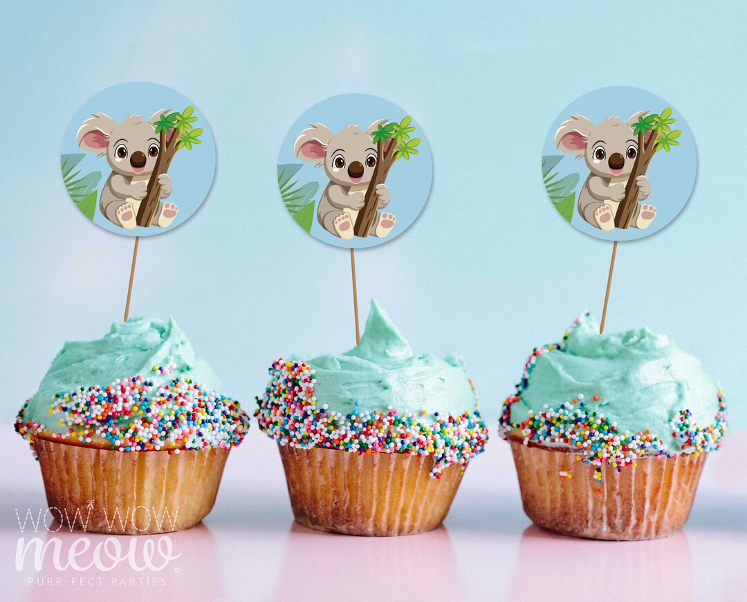 Koala Birthday Cupcake Toppers Birthday Girls Boys Jungle Wild Cakes ...