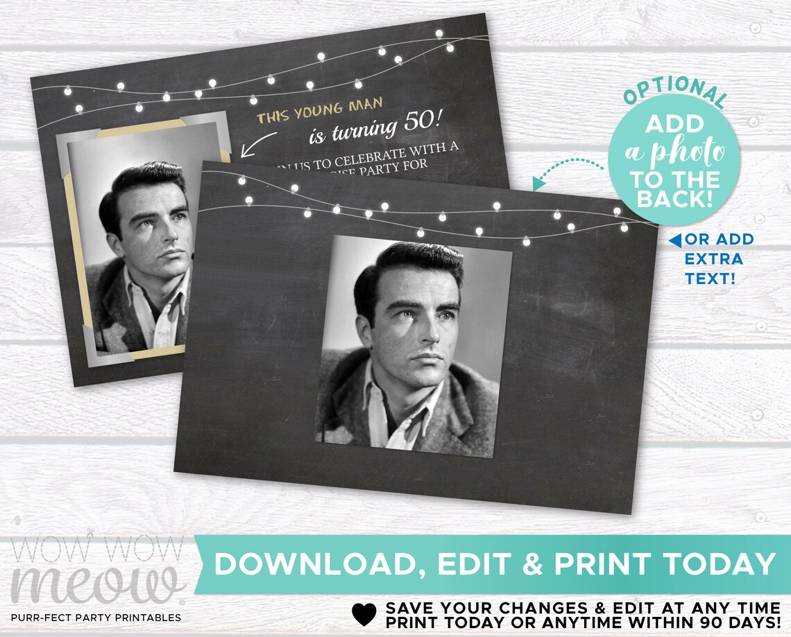 Surprise Party Invitation Birthday Photo Frame Invite DOWNLOAD - Etsy