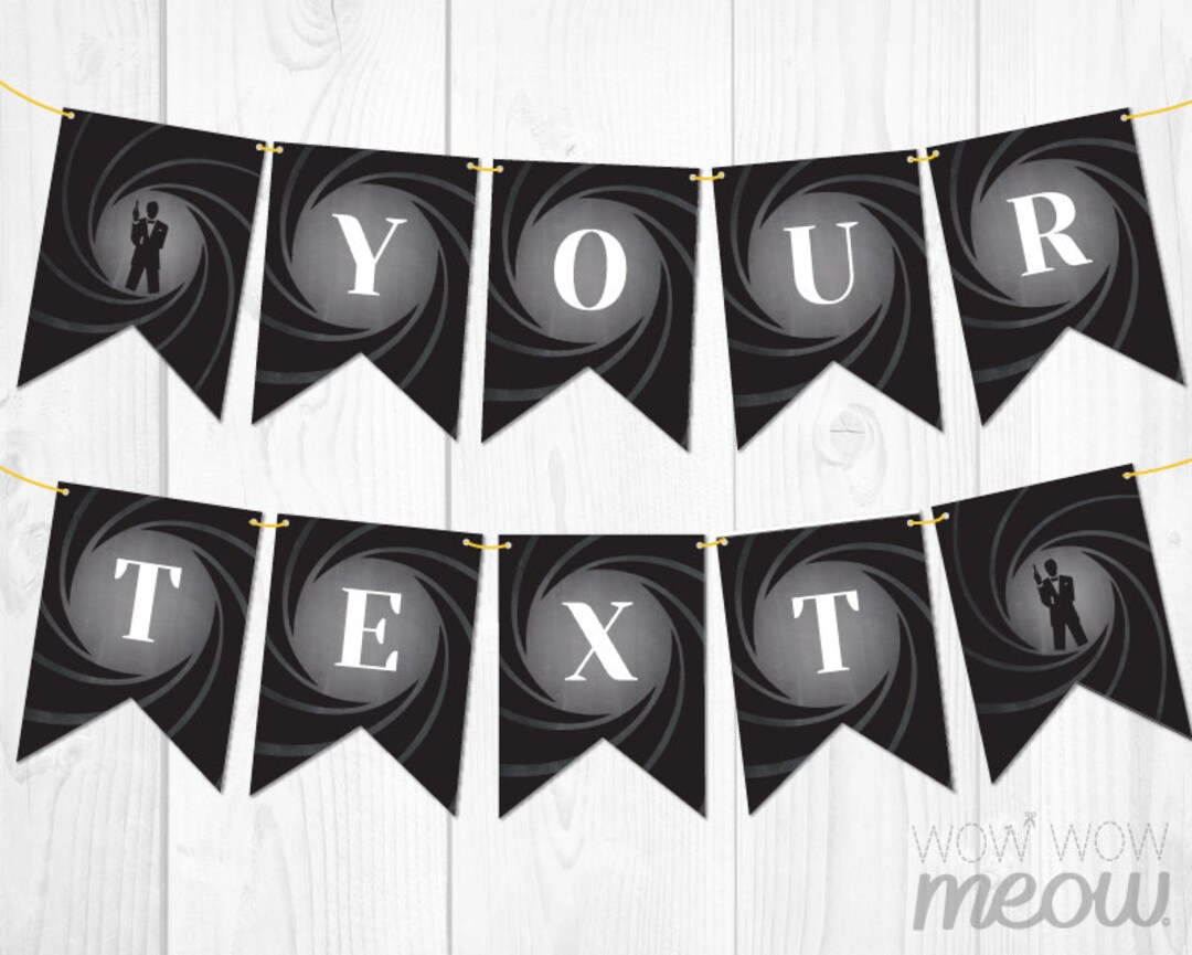 Secret Agent Spy Party Banner INSTANT DOWNLOAD Tuxedo Suit Black Tie ...