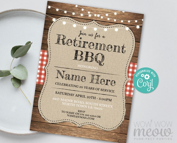 Bbq Retirement Invitations Free Engagement BBQ Party Invitation