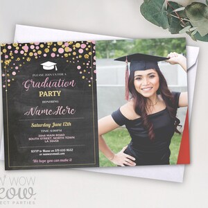 Graduation Party Photo Pink Invitation Invite INSTANT DOWNLOAD - Etsy