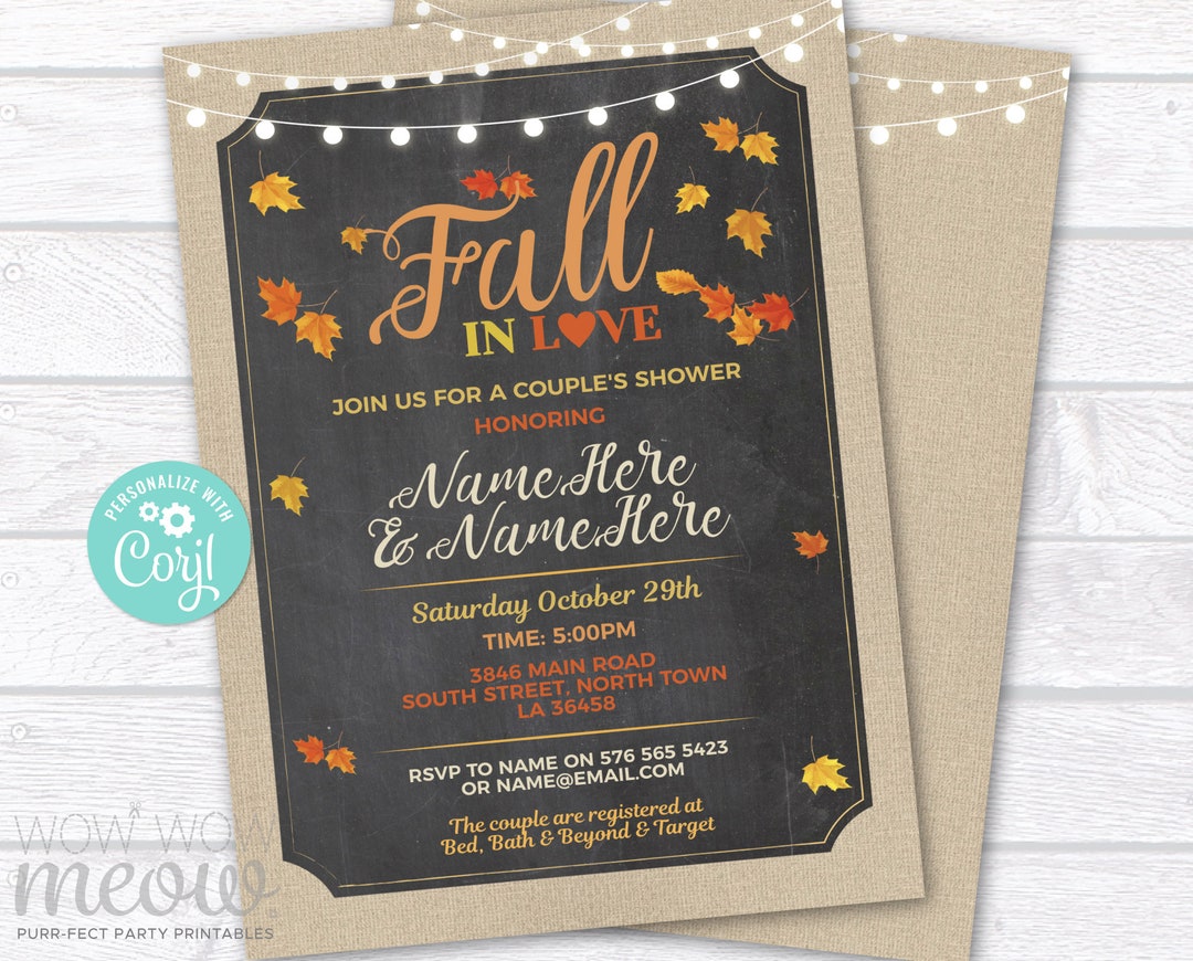 Fall in Love Invitations Engagement Party Couple's Shower Rustic ...