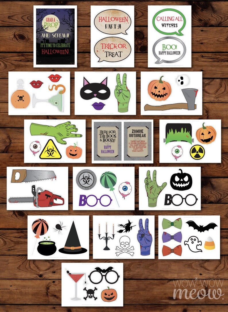 Halloween Photo Props Booth 50 Zombie Signs INSTANT DOWNLOAD | Etsy