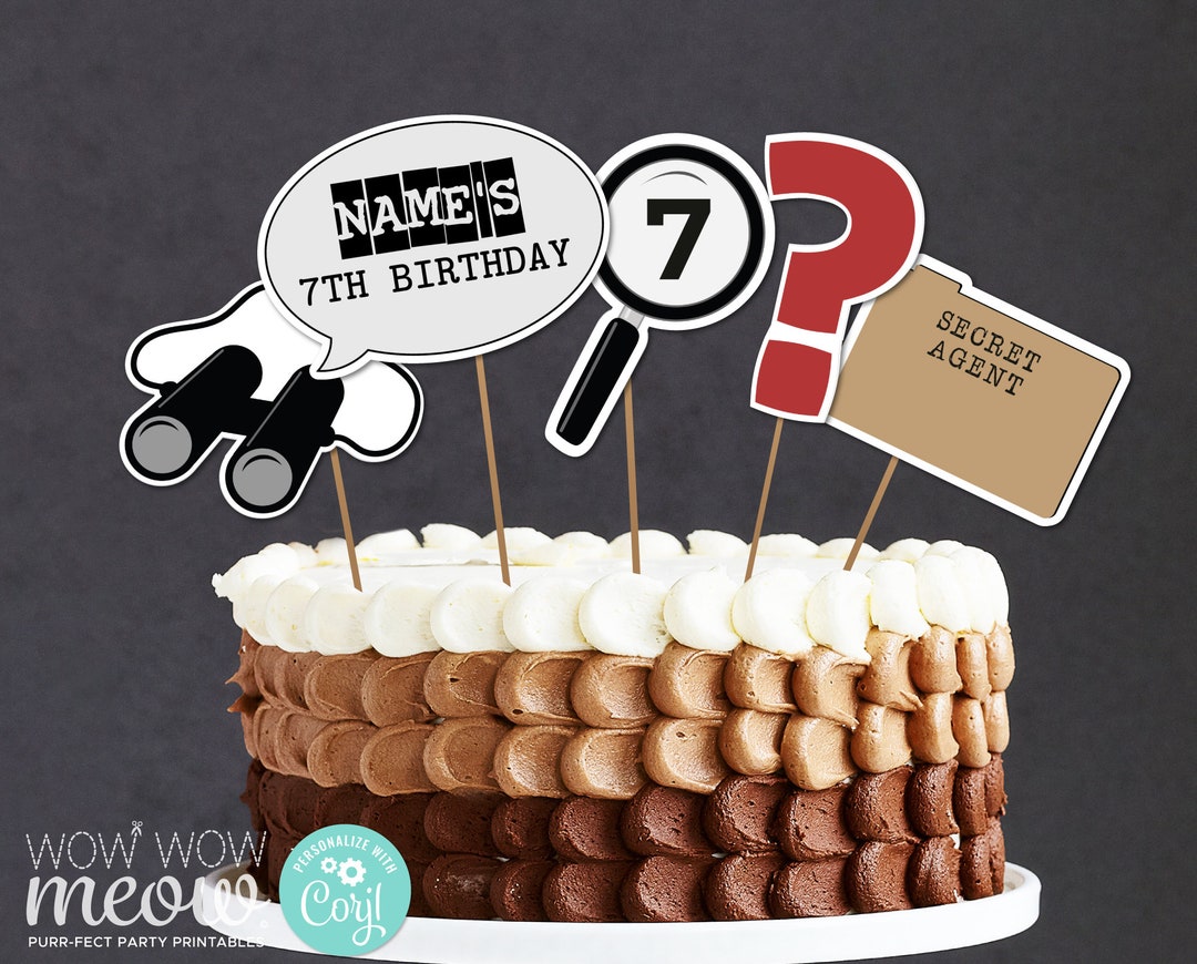 Secret Agent Cakes Toppers Birthday Cakes Spy DOWNLOAD Editable ...