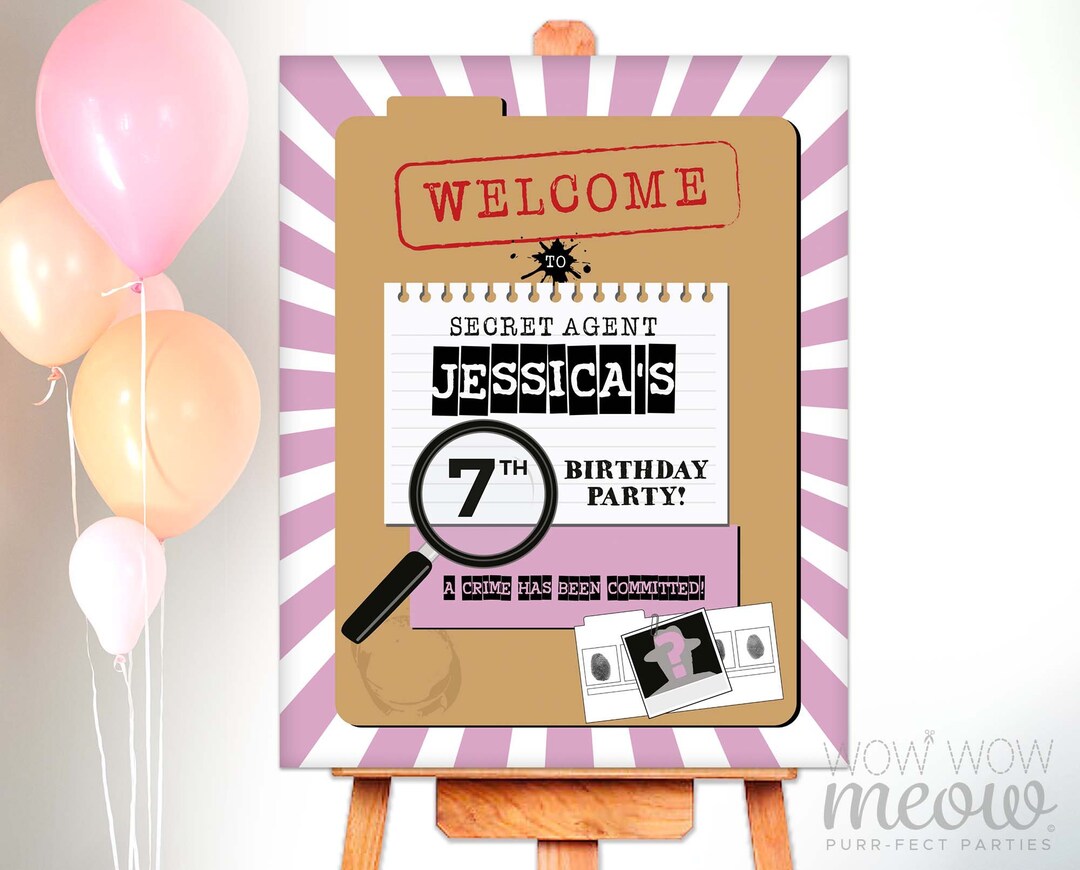 Detective Party Birthday Welcome Sign Spy Editable Party Poster ...