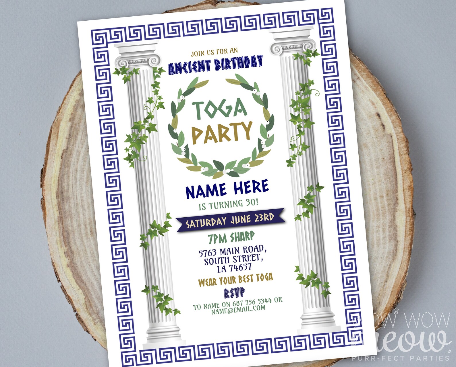 Toga Birthday Ancient Greek Invitation Invite Party INSTANT DOWNLOAD ...