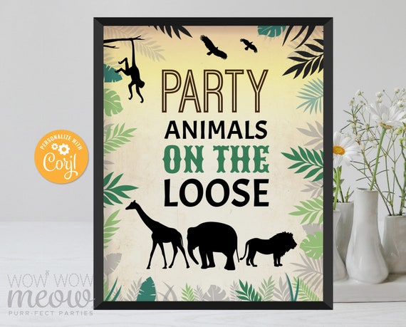 Wild Jungle Party Birthday Sign Safari Zoo Editable Party | Etsy