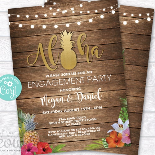 Aloha Engagement Invitations Party Invite Couples Shower - Etsy
