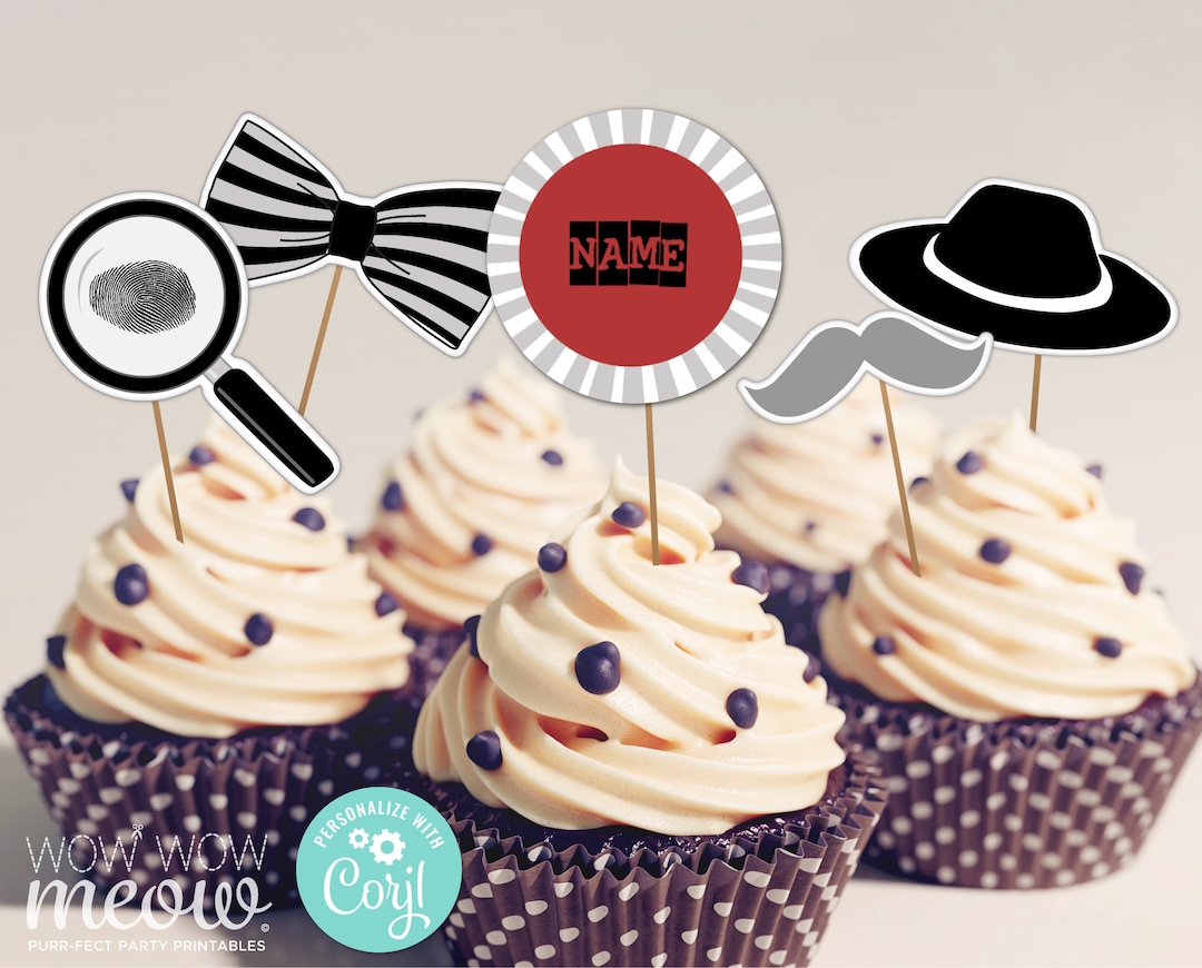 Secret Agent Cupcake Toppers Detective Birthday Cakes Spy DOWNLOAD ...
