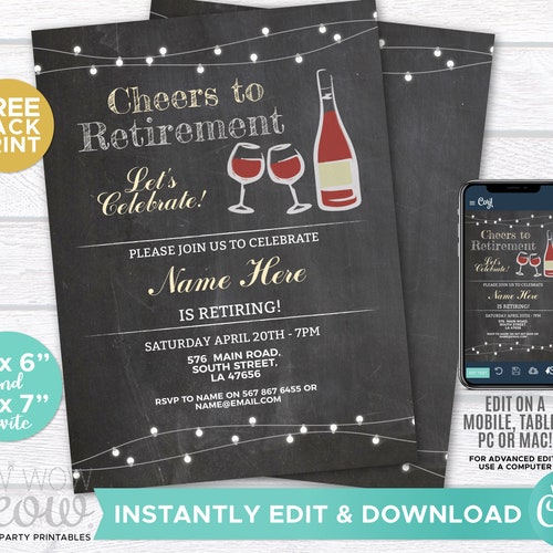 Cheers to Retirement Invitation Whisky Retired Invite Instant - Etsy
