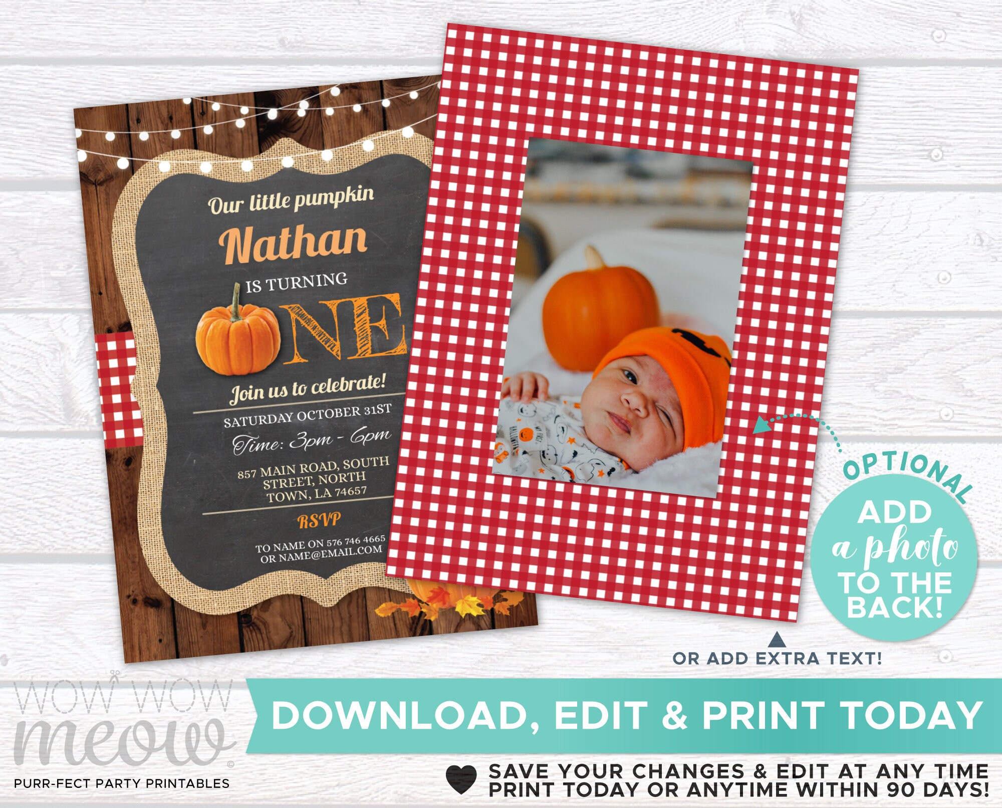Pumpkin Birthday Invite Turning One 1st Boys Girls Twins - Etsy UK