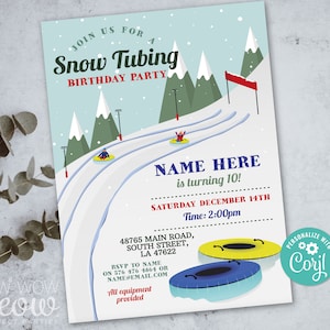 Snow Tubing Invitation Birthday Party INSTANT DOWNLOAD Tube Invite Dry ...