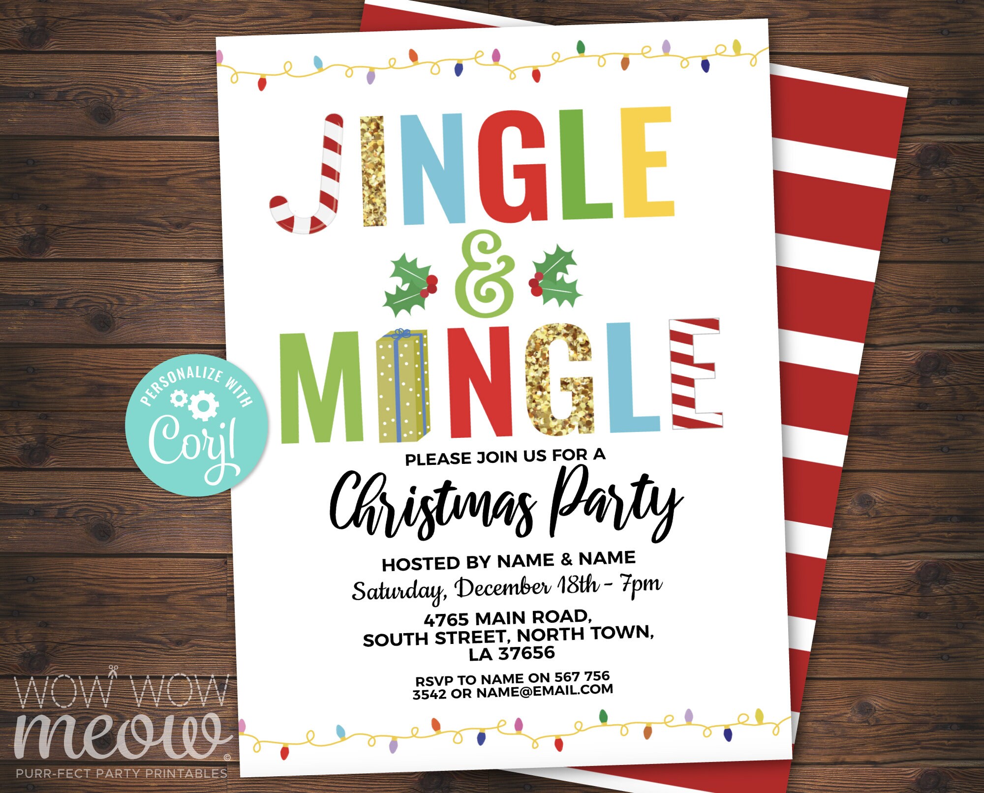 Jingle & Mingle Christmas Party Invitations Invites Festive | Etsy