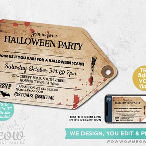 Toe Tag Halloween Invitation Morgue Invite Party Printable Digital ...