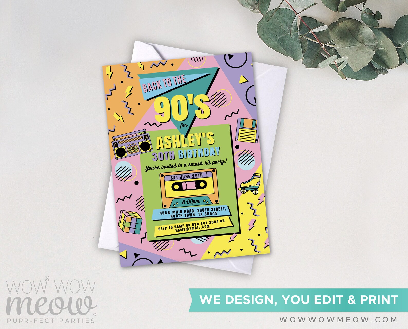 90s Birthday Invitation Nineties 1990s Any Age Smash Hits - Etsy