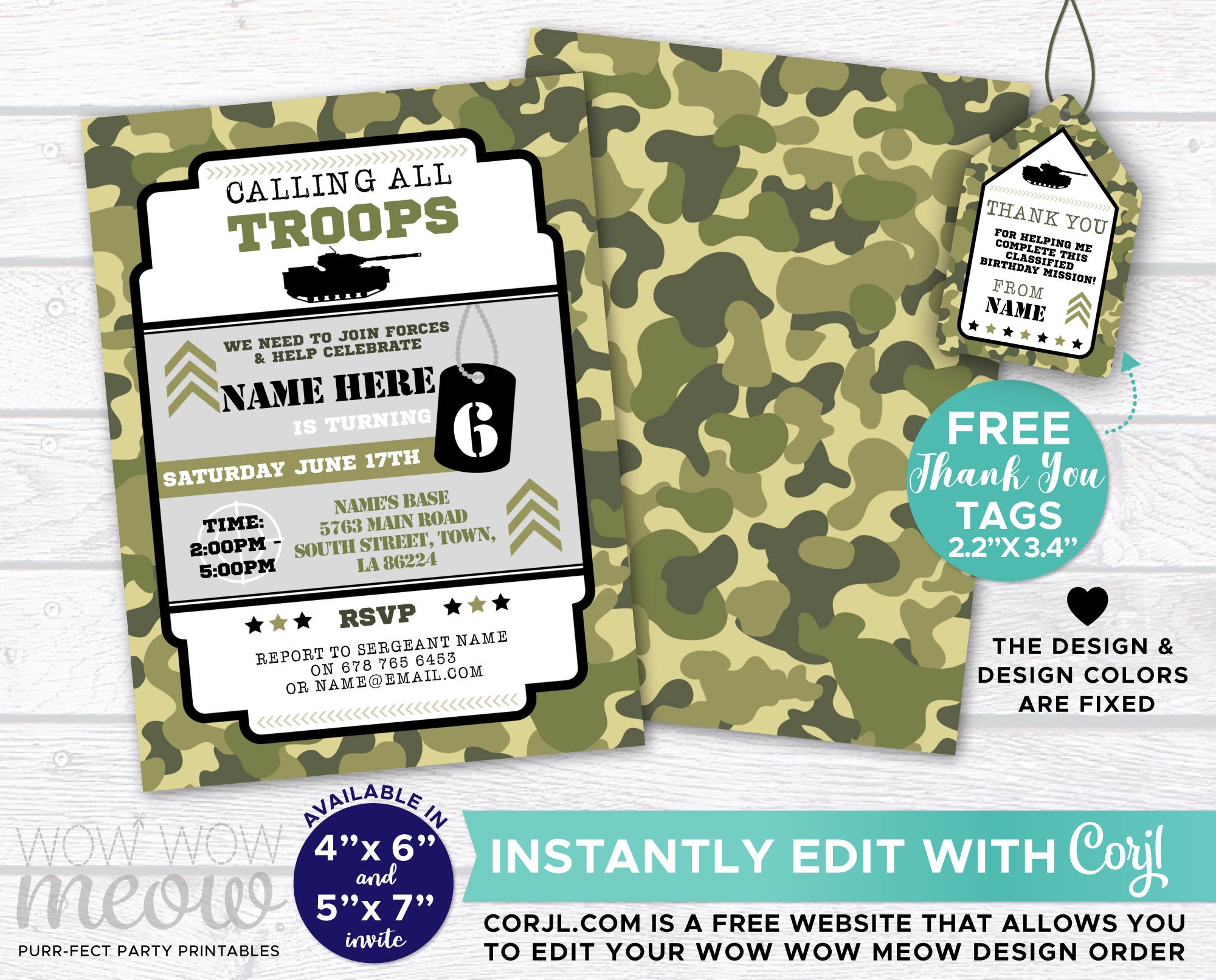 Army Invitations Party Troops Invite Birthday DOWNLOAD | Etsy