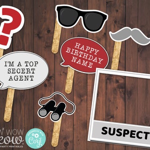 Secret Agent Spy Photo Props INSTANT DOWNLOAD Decoration Detective ...