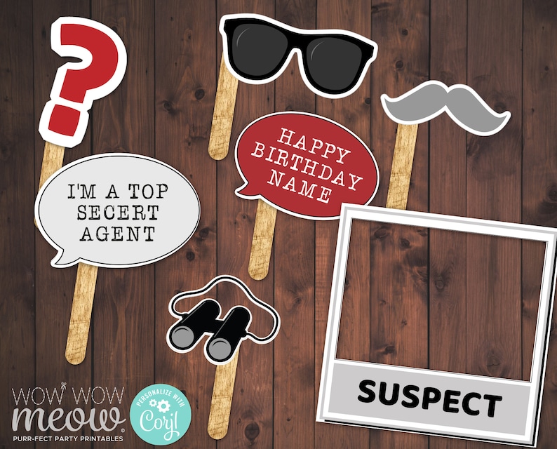 Secret Agent Spy Photo Props INSTANT DOWNLOAD Decoration Detective ...