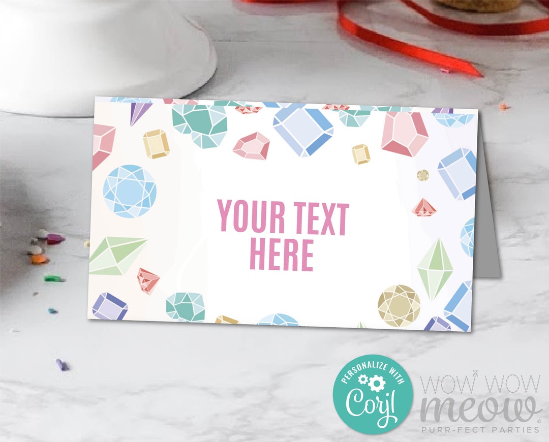 Gem Birthday Food Tent Labels Crystals Geode Gemstones Editable Instant ...