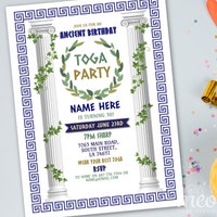 Roman Birthday Party Invitation: Ancient Greece Toga (7x5 Editable File ...
