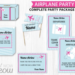 Pink Girls AIRPLANE Birthday Party Package Invitations & - Etsy UK