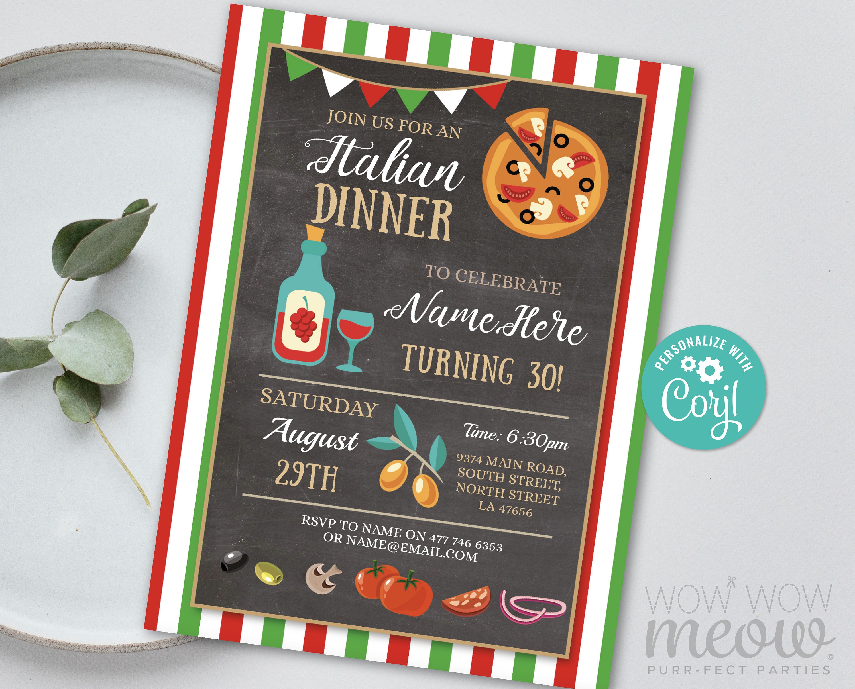 Italian Birthday Invitation INSTANT DOWNLOAD Surprise Pizza - Etsy