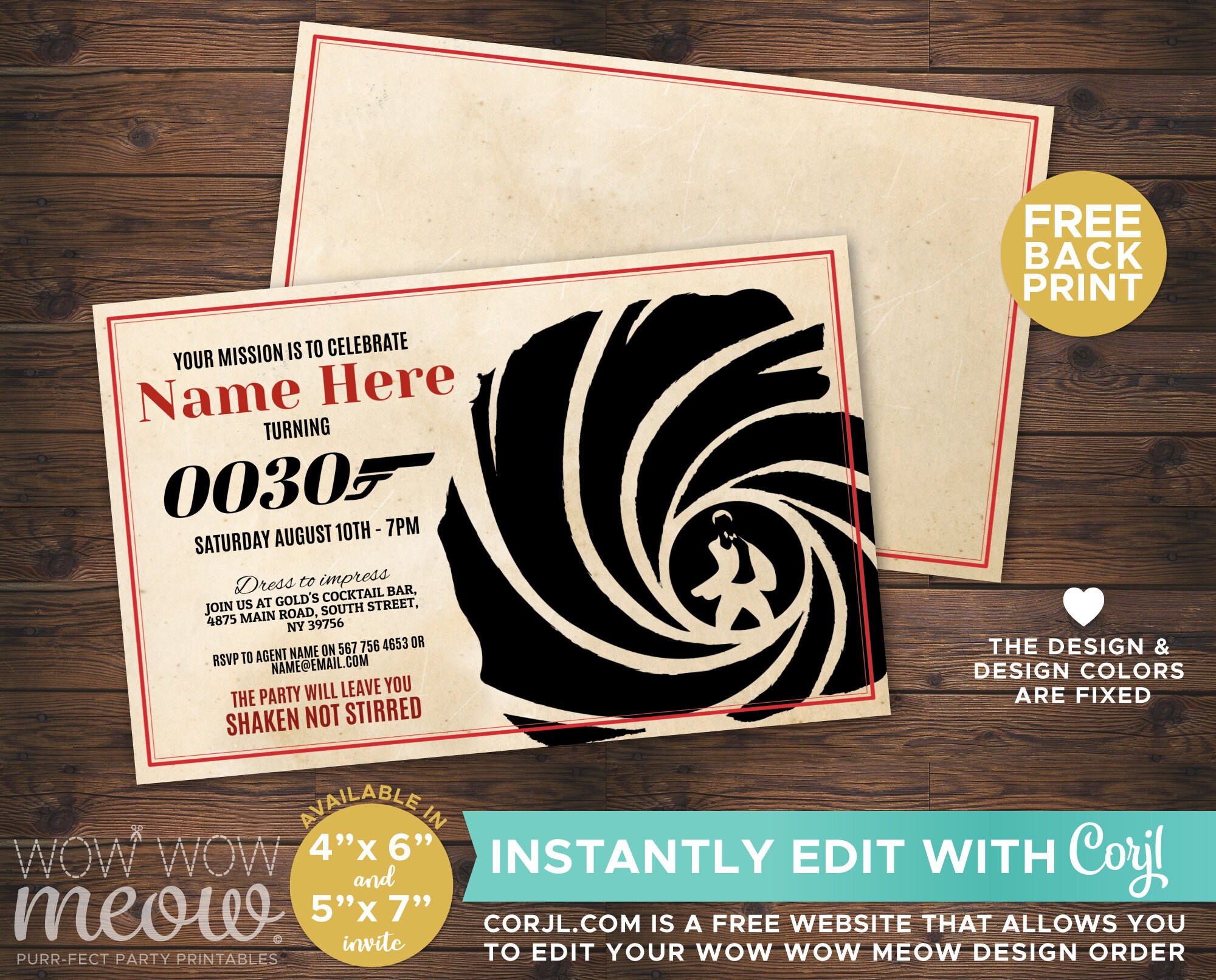 Secret Agent Spy Party Invite INSTANT DOWNLOAD Detective Bond ...