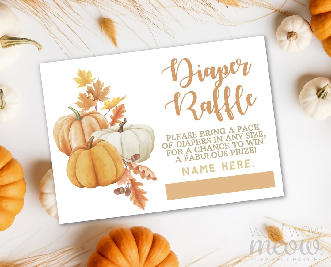 Baby Shower Diaper Raffle Falling in Love Pumpkins Harvest Autumn Fall ...