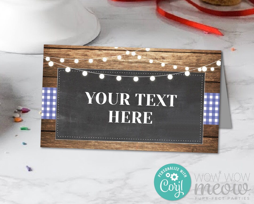 Wedding Food Tent Blue Gingham Birthday Chalk Wood Name Places Barn I ...