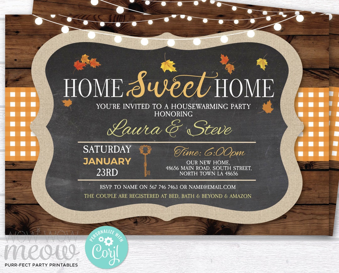 Home Sweet Home Housewarming Fall Invite New House Invitation Couples ...