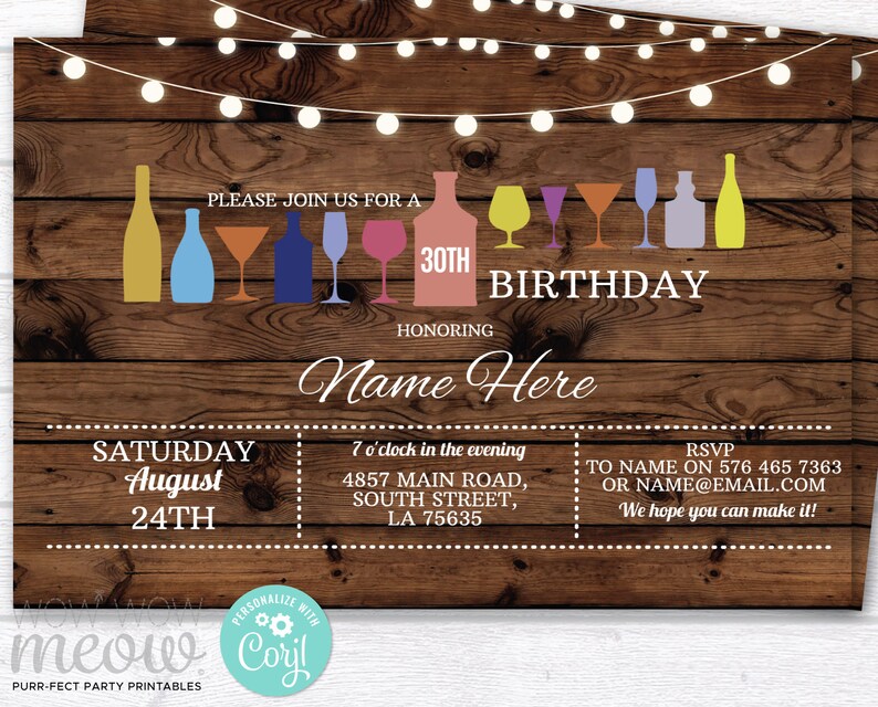 Birthday Bar Invite Cheers and Beers to Invitation Chalk | Etsy