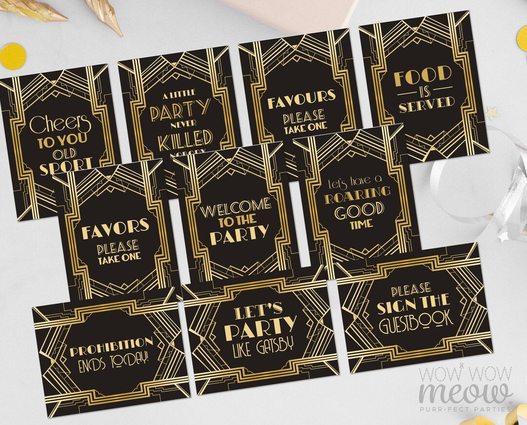 Art Deco Signs 1920s Welcome Poster Birthday Party Twenties 8.5 X 11 ...