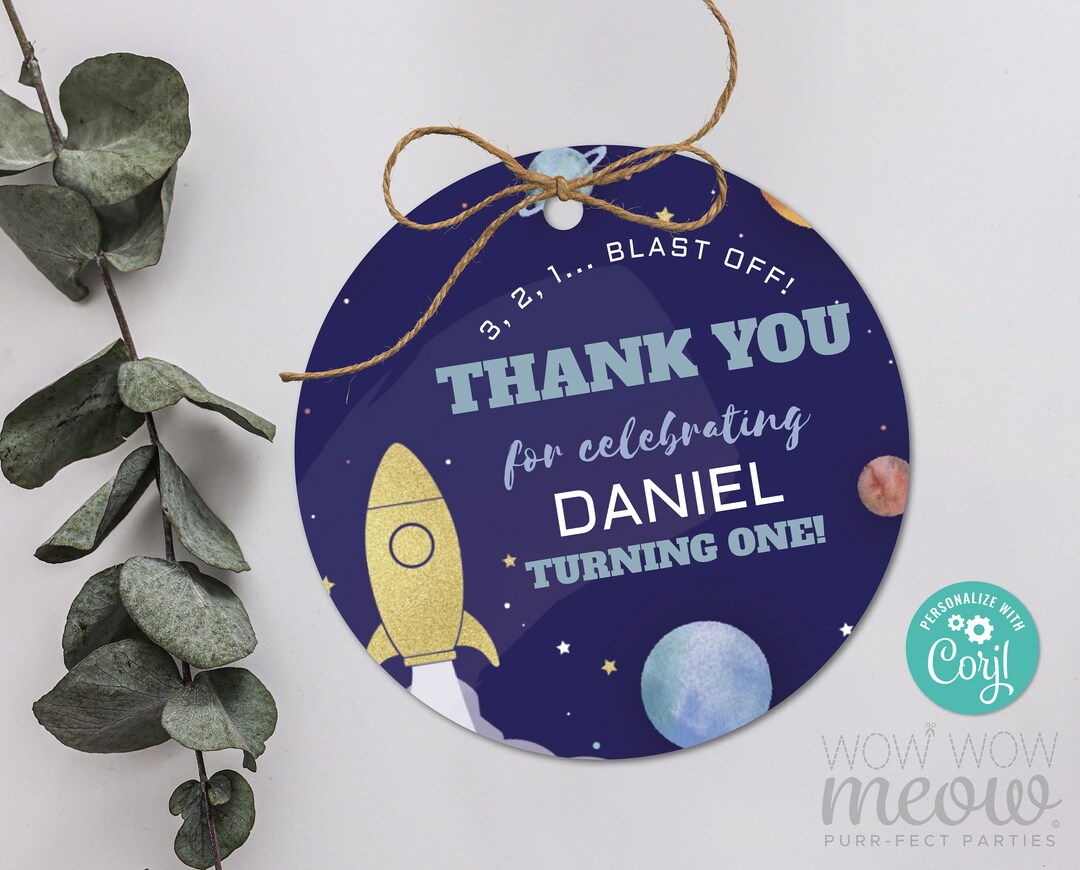 Outer Space Thank You Tags Birthday Party Galaxy Gift Tags Edit & Print ...