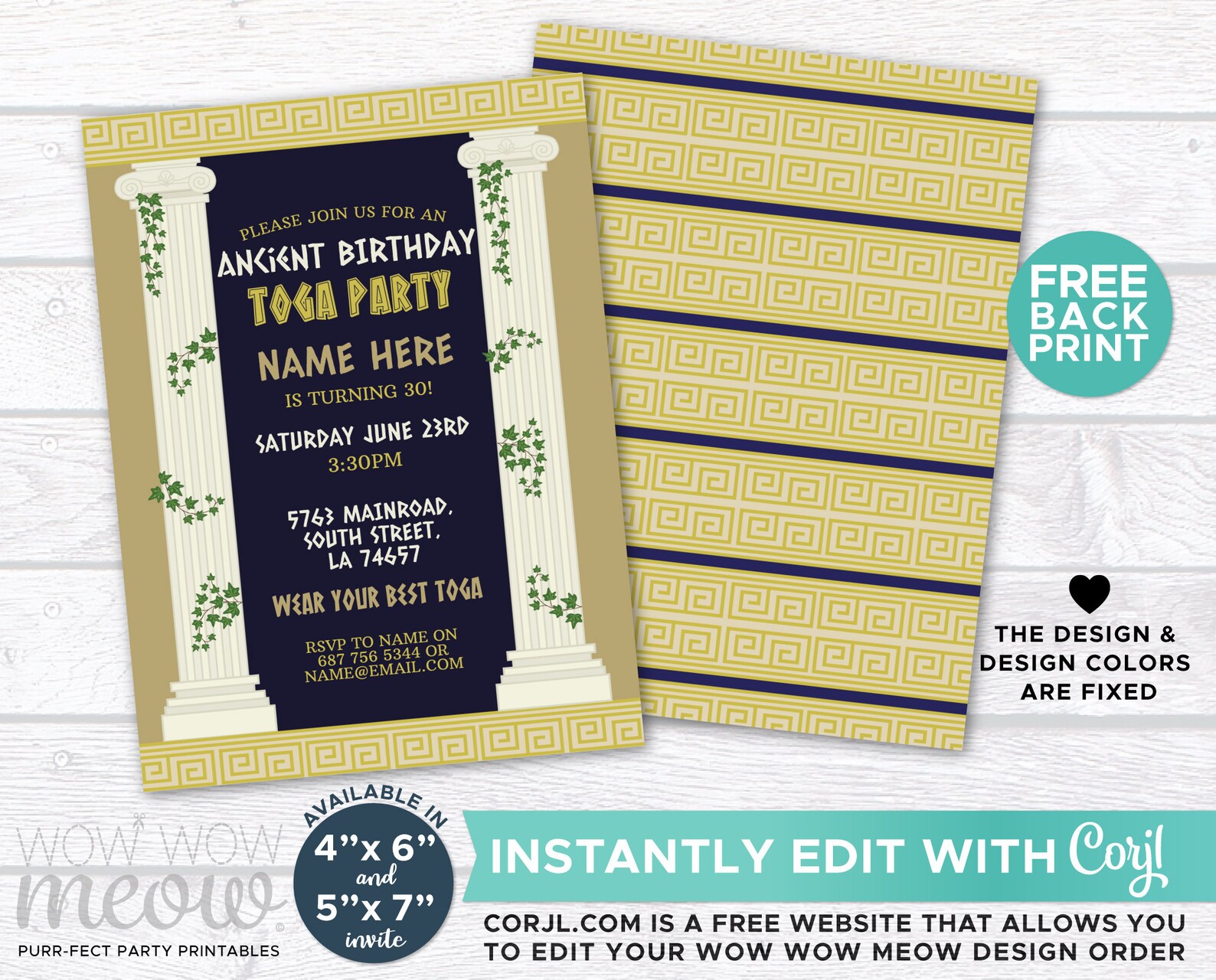 Toga Birthday Ancient Greek Invitation Invite Party INSTANT - Etsy UK