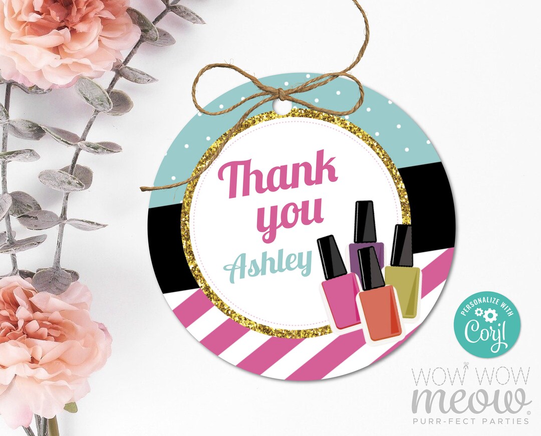Nail Mani Pedi Thank You Tags Birthday Party Gift Tagsnail Bar Manicure ...