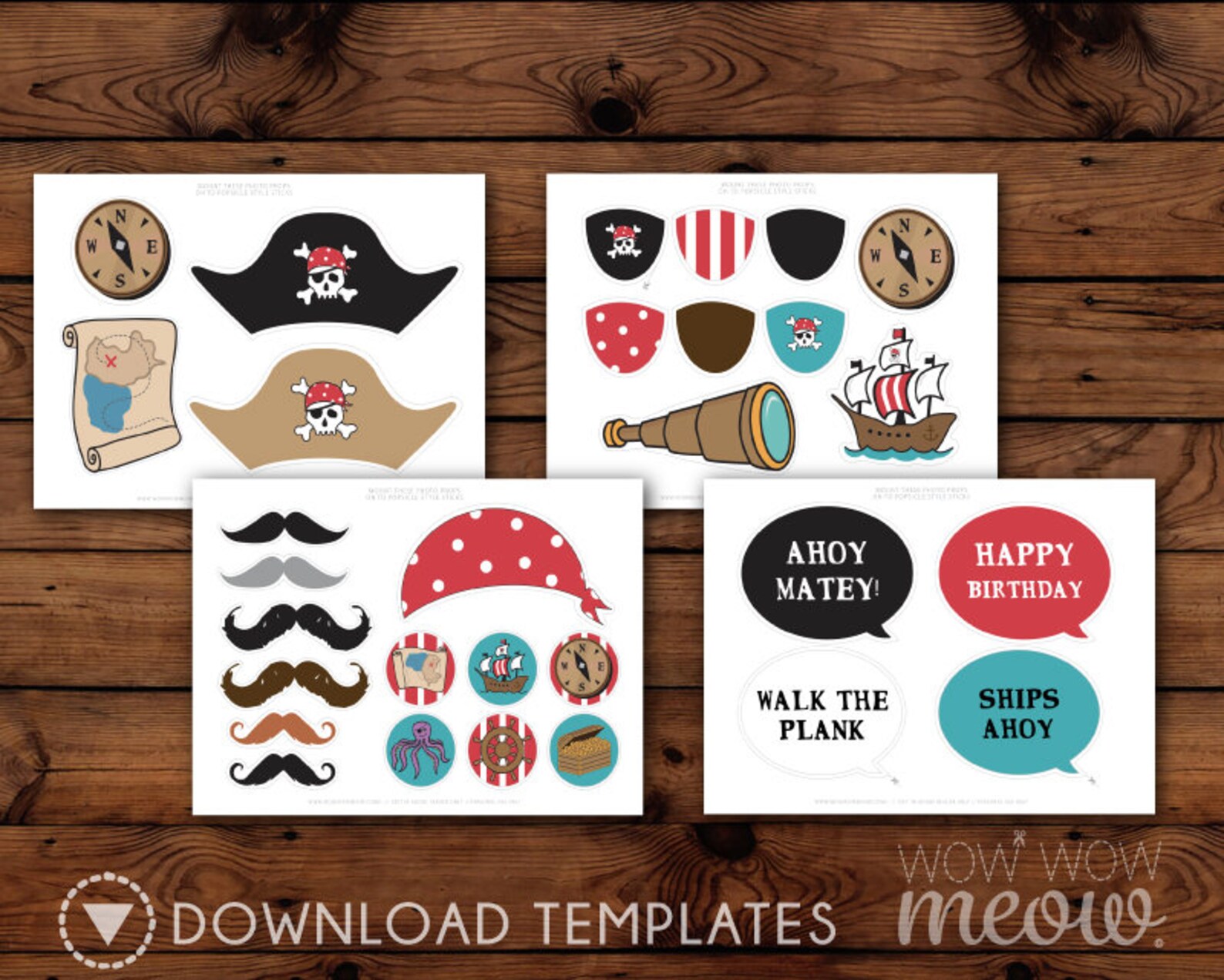 PIRATE Photo Props INSTANT DOWNLOAD Toppers Birthday Party Fun - Etsy