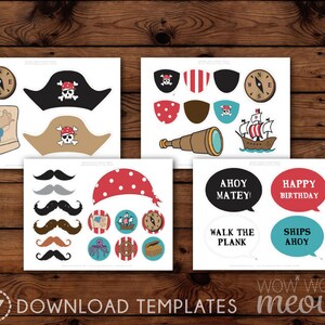 PIRATE Photo Props INSTANT DOWNLOAD Toppers Birthday Party Fun Display ...