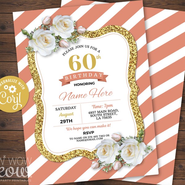 Coral Invite - Etsy