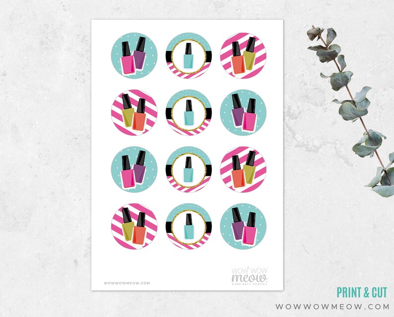 Nail Mani Pedi Cupcake Toppers Birthday Girls Cakes Nail Bar Manicure ...