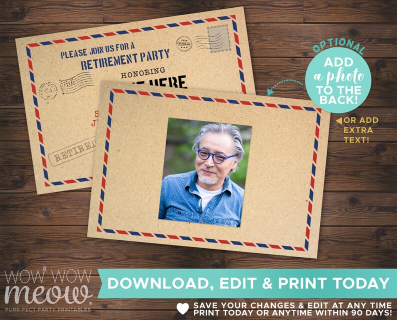 Retirement Invitation Retired Invite Envelope Postal Postcard | Etsy